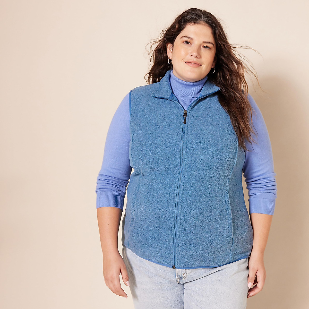 Amazon Essentials Women's Classic-Fit Sleeveless Polar Soft Fleece Vest (Available in Plus Size), Blue Heather, Medium