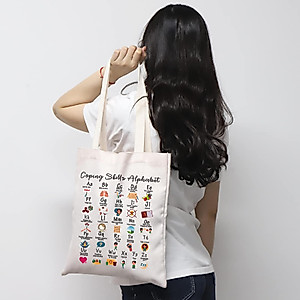 Coping Skills Alphabet Tote Bag Counselor Handbag Mental Health Awareness Bag Therapist Bag (Shopping Bag)