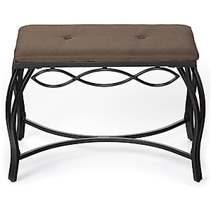 Mango Steam Mocha Brown Shoe Bench - Vanity Seat for Makeup Room, Dressing Stool, Entryway Bench - Powder Coated, Upholstered, Space Saving