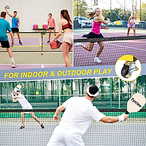 TYRSEN Portable Pickleball Net on Wheels, 22FT Pickleball Net for Driveway Backyard, 18-Ply PE Net, Weather Resistant Metal Frame Pickle Ball Net System for Indoor & Outdoor Play