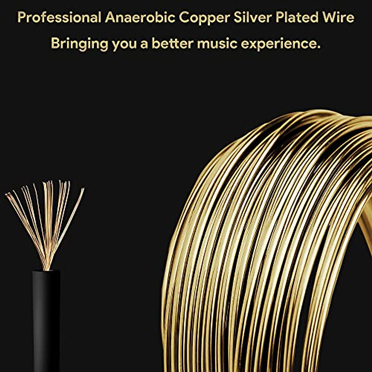 PALOVUE 3.5mm Audio Replacement Earbuds Cable Upgraded with CTIA, MMCX Earphone Cable with Mic, 180 Core 7N Tinsel Silver Copper Extension Wire Cable with Android/iOS