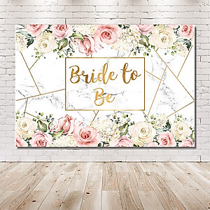 MEHOFOND Bride to Be Marble Backdrop Bridal Shower Miss to Mrs Wedding Party Supplies White Blush Pink Floral Photobooth Girls Bachelorette Engagement Photography Background Banner 7x5ft