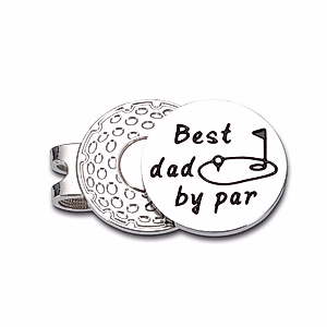 GGOJAGST Best Dad by Par Gifts from Daughter Golf Ball Markers with Hat Clips Value Sets for Men Women Golfer Removable Attaches Easily to Golf Cap Premium Gifts Silver for Dad from Kids