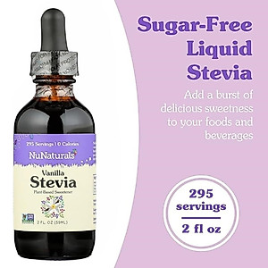 NuNaturals Liquid Vanilla Stevia, Sugar-Free Sweetener, Plant-Based Sugar Substitute, Zero Calorie, 2oz (2-Pack)