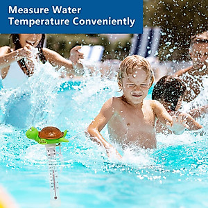 Floating Pool Thermometer, Large Display with String Easy to Read, Shatter Resistant, for Outdoor & Indoor Swimming Pools, Spas, Hot Tubs & Aquariums (Turtle)