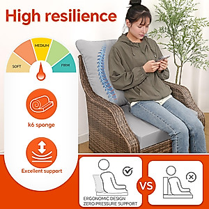 Focuprodu Outdoor Deep Seat Cushions24x24inch. Chair Cushions for Outdoor Furniture Waterproof/Fade-Resistant. Patio Furniture Cushions with Removable Cover. (Oliphant-Light Grey)