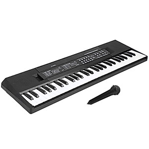 54‑Key Electronic Piano Keyboard with Microphone, 8 Tones 6 Songs 5 Rhythms 5 Percussions Portable Electronic Organ for Beginners
