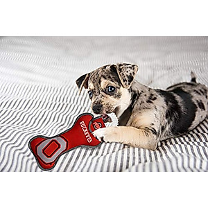Pets First NCAA Ohio State Buckeyes Dental Dog TUG Toy with Squeaker. Tough PET Toy for Healthy Fun, Teething & Cleaning Pet's Teeth & Gum. (OH-3310)