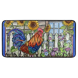Flower Sunflower Animal Rooster Kitchen Rug Mat Non Slip Anti Fatigue Standing Mat Runner Rug Washable for Kitchen Bathroom, 16x24 Inch