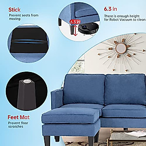 L Shaped Couch sectional Sofa Fabric Sofa Small Sofa Convertible Sofa for Small Living Room, Apartment and Small Space,Navy Blue