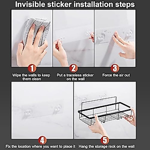 Shower Caddy, 3 Pack Adhesive Bathroom Shelf With Hook, No Drilling, Large Capacity, Rustproof Shower Caddy Shower Organizer Rack & Shower Soap Holder for Bathroom Home Kitchen, Black