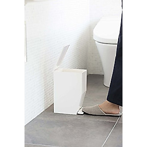 Small Sleek Sanitary Trash Can with Pedal, Rubbish Bin Receptacle Waste Disposal, for Office Home Bathroom Toilet, White