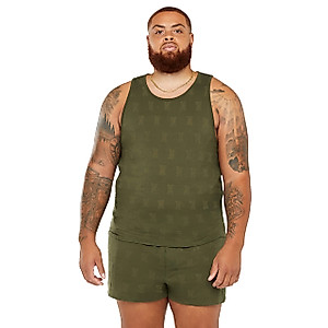 Savage X, Men's Flocked Monogram Tank, Deep Forest Green, L