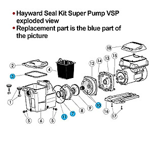 Replacement Hayward Super Pump Seal Kit for SP2600 SP1600 SP2600X 1600 1600X Fits Regular/X/VSP Models (Please Pay Attention to The Model When Purchasing)