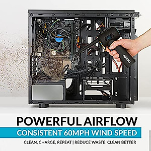 IT Dusters AIRGO Mini Air Duster Cleaner for PC, Laptop, Console, Electronics and Home Cleaning, Cordless and Rechargeable, An Environmental Alternative to Spray Air Can Duster Keyboard Cleaner, Black