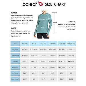 baleaf Women's Running Shirts Quick Dry Lightweight Long Sleeve Pullover UPF50+ Moisture Wicking Hiking Light Blue Size XL