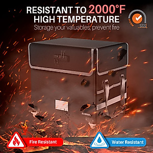 ELOBOON File Box with Lock, Fireproof Document Box with Wheels, Collapsible File Organizer Box, File Storage Box for Home & Office, Rolling File Cabinet for Hanging Letter/Legal Folders, Black