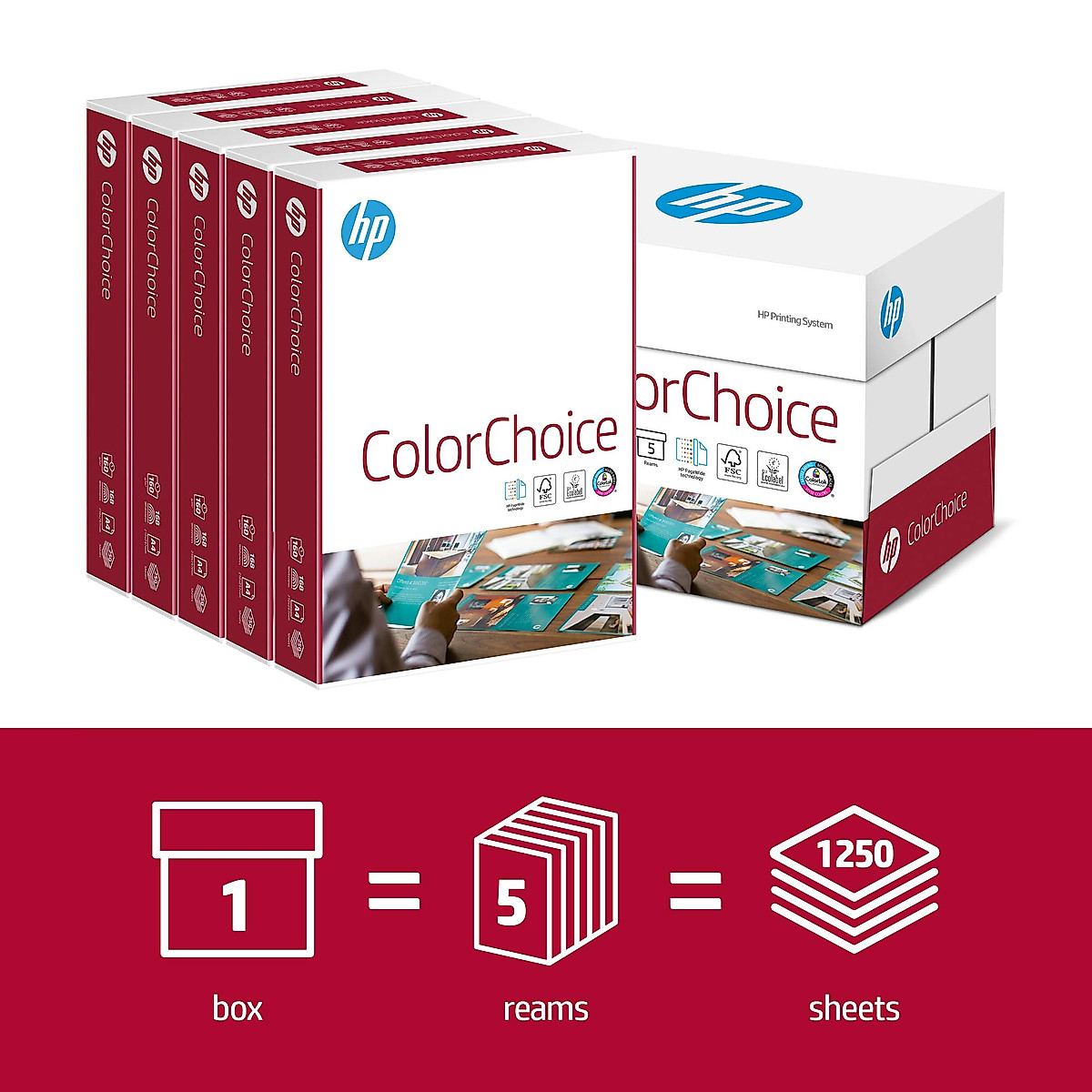 Hewlett Packard Color Choice FSC A4 160 gsm 5X250SH/RM (1250SH/RM), White