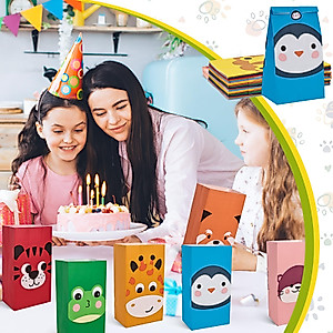 VGOODALL 54PCS Party Favor Bags, Animal Goodie Bags Paper Gift Bags with Stickers Treat Bags Return Gift Bags for Kids Birthday Party Supplies 4.7" x 3.1" x 8.7"