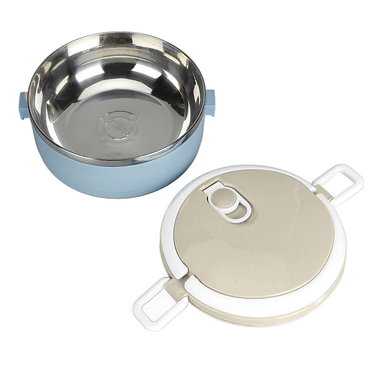 USYFAKGH Thermal Food Box Thermal Lunch Box Stackable Hot Food Insulated Box Stainless Steel Round Lunchbox Sealed Food Containers Vintage Lunch Pale (Green, One Size)