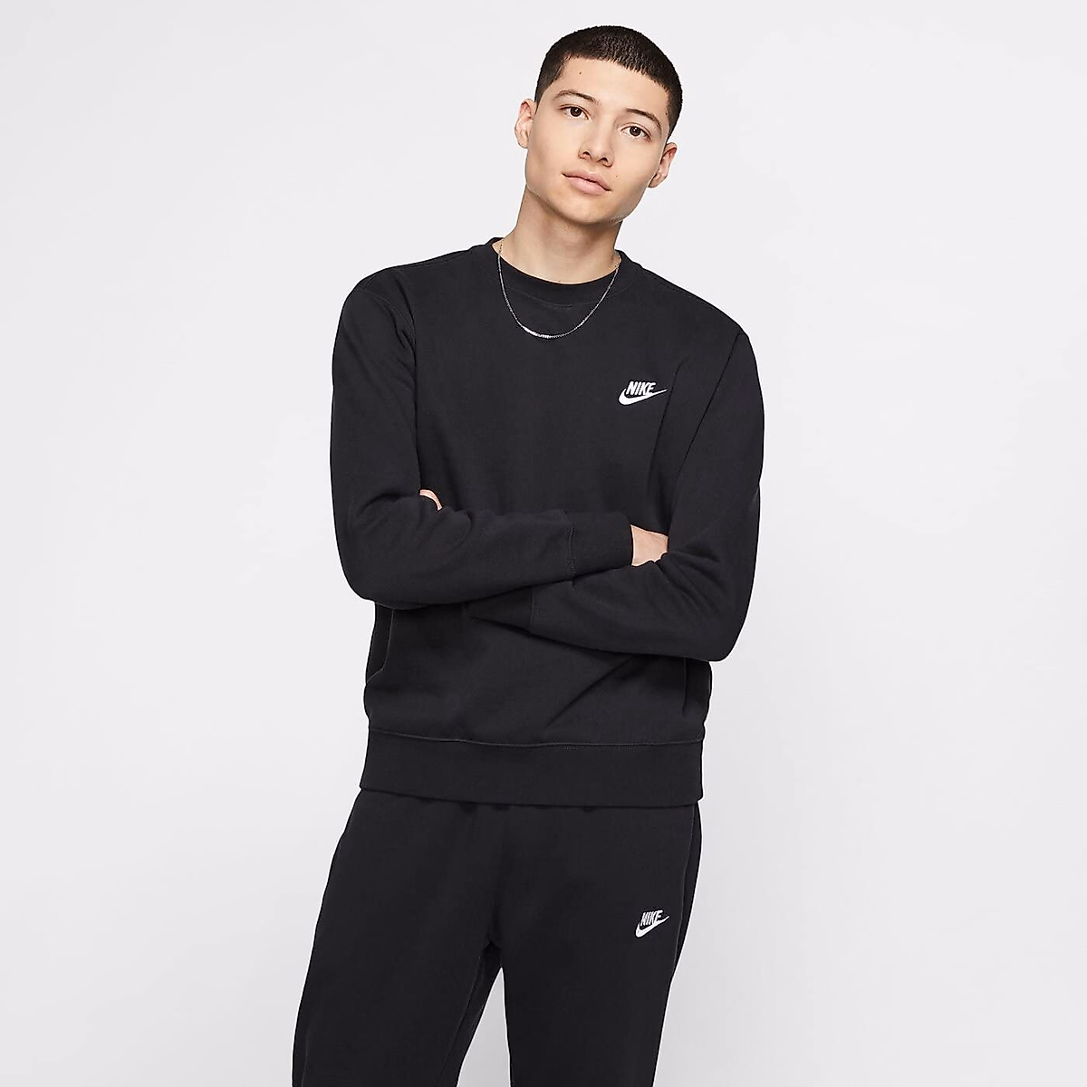Nike Men's NSW Club Crew, Black/White, X-Large