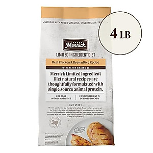 Merrick Limited Ingredient Diet Premium And Natural Kibble With Healthy Grains Chicken And Brown Rice Dog Food - 4.0 lb. Bag