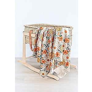 Konssy Baby Girl Newborn Receiving Blanket with Headband Set Baby Swaddle Floral Motif Nursery Swaddle Wrap