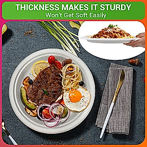 MIDOFELD 7 Inch Small Paper Plates - [125-Pack] Heavy Duty Dessert Paper Plate Eco Friendly Made from Sugarcane Fiber - Microwable Sturdy Party Plate Disposable, 100% Compostable and Biodegradable