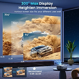 FUDONI Projector with 5G WiFi and Bluetooth, 1080P 15000L Outdoor Projector with HDMI and USB, Max 300" Display Zoom Function for Movies & Gaming, Compatible with TV Stick/Phone/Laptop