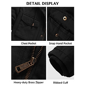 WenVen Men's Heavy Military Sherpa Lined Hooded Parka Jacket Winter Coat Black M