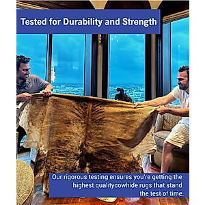 Cowhides Direct Genuine Cowhide Rug (Salt & Pepper) - Authentic Cow Rug with Non-Slip Suede Backing - Cow Rugs for Living Room, Bedroom & More - Decorative Rug (Brown, 7x6 XL)