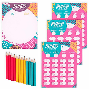Bunco: A Very Social Game - 12-Player Party Dice Game Includes Dice, Scorecards, Pencils, Bell, & Squishy Traveling Jewel - Family Game Night Board Games, Party Supplies, & Fun Activities