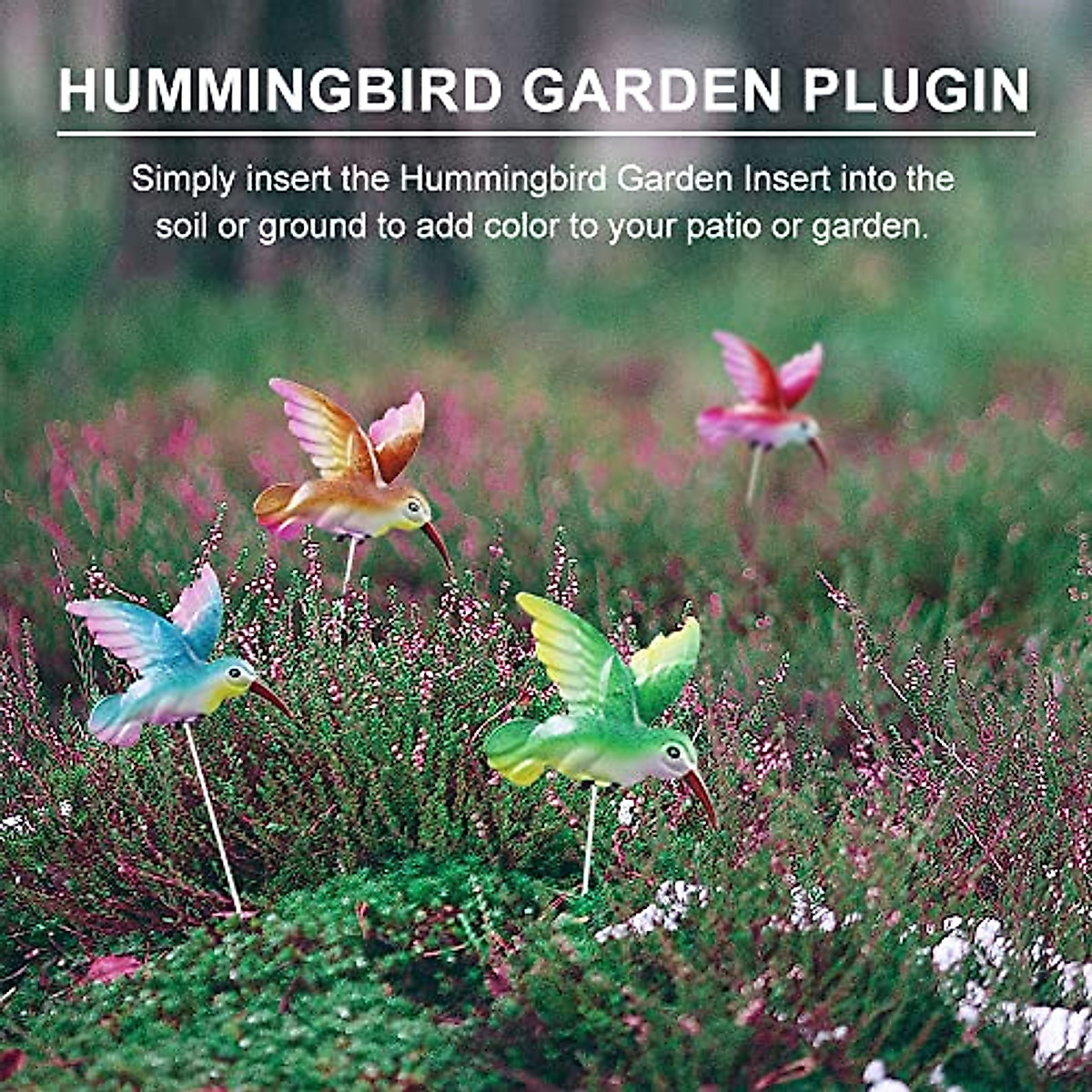 4 Pcs Hummingbird Garden Metal Stakes Set, 14 Inch Tall Hummingbird Garden Stakes Decor, Outdoor Garden Decor, Metal Bird Decorative Garden Stakes, for Lawn Pathway Patio Plant Pot Flower Bed (Bird)