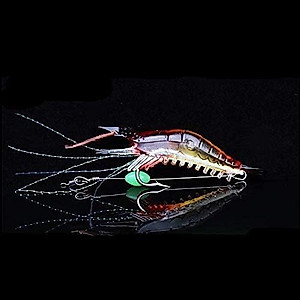 OriGlam 5pcs Soft Luminous Shrimp Lure Set, 5 Colors Shrimp Bait Shrimp Lures Fishing Bait with Hooks Beads Fishing Tackles for Freshwater Saltwater Bass Trout Catfish Salmon
