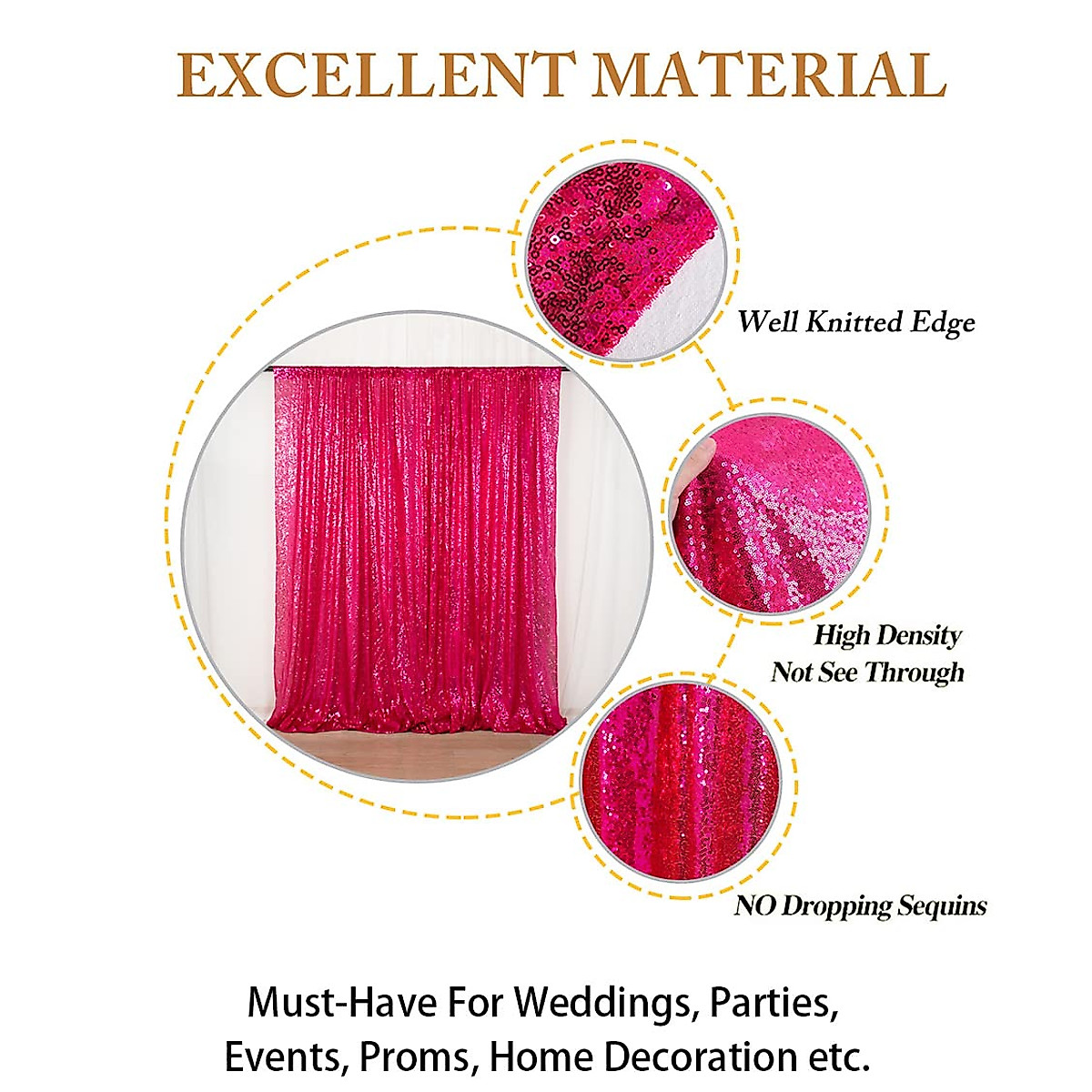 ShinyBeauty Sequin Backdrop Curtain Fuchsia 8FTX10FT Sequence Fabric Curtains Baby Shower Photo Booth Backdrops Hot Pink Shimmer Photography Background for Wedding Party Prom Reception Supplies