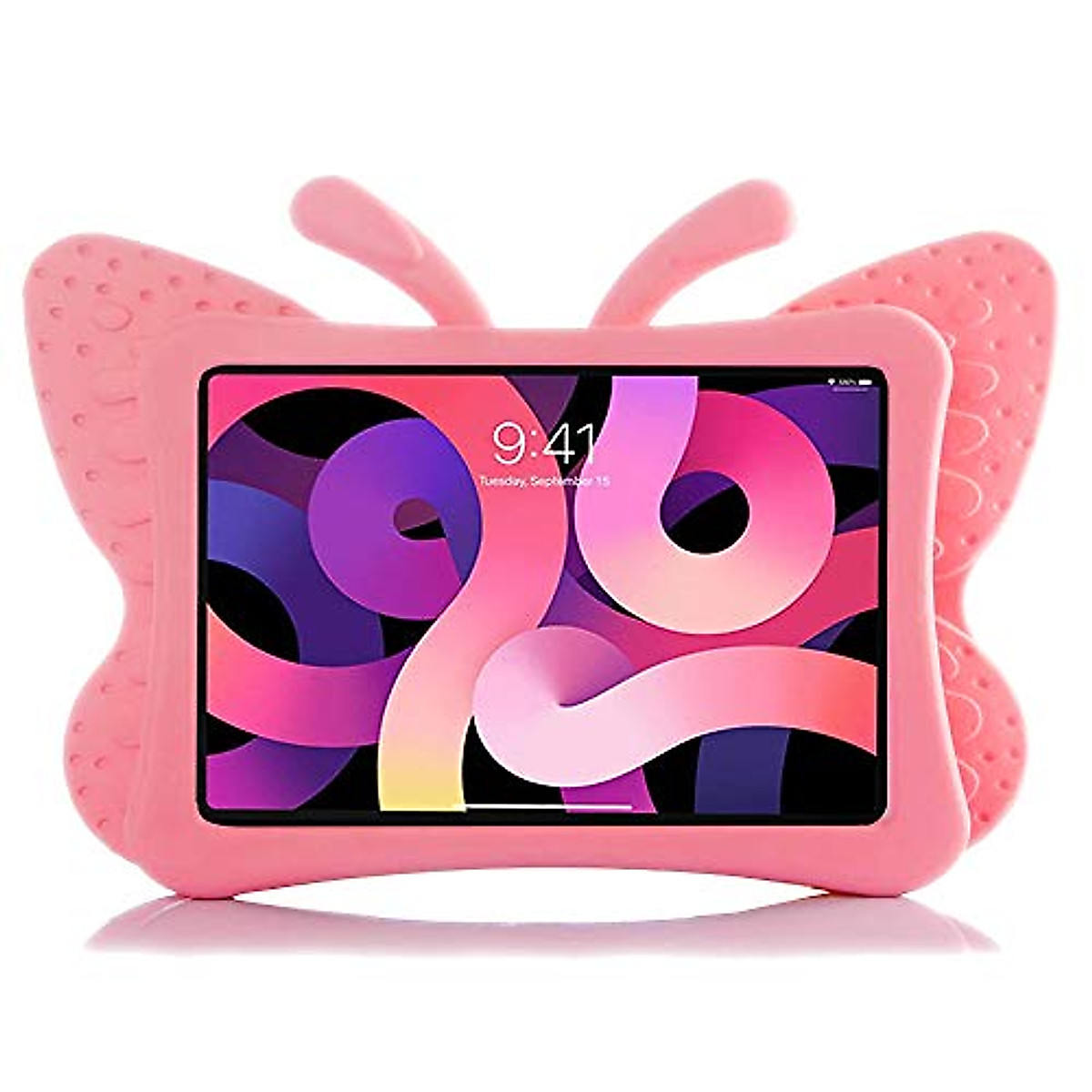 Hllhunkhe Compatible with iPad Air 4 10.9" Case 2020/iPad Pro 11" 2020 Case for Kids, 3D Cartoon Butterfly Non-Toxic EVA Light Weight Shockproof Case with Kickstand (Pink)