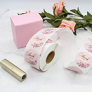 600 pcs Pink Rose Gold Thank You Stickers Roll, Ozest 1.57 Inch Thank You Labels for Birthday, Weddings, Giveaways, and Small Business Owner