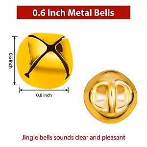 Jingle Bells for Crafts, 8 Colors Large Jingle Bells Christmas Jingle Bell, Cheerful Sound Craft Bells for Wreath, Holiday Home and Christmas Decoration, 0.6 Inch, 120 Pcs