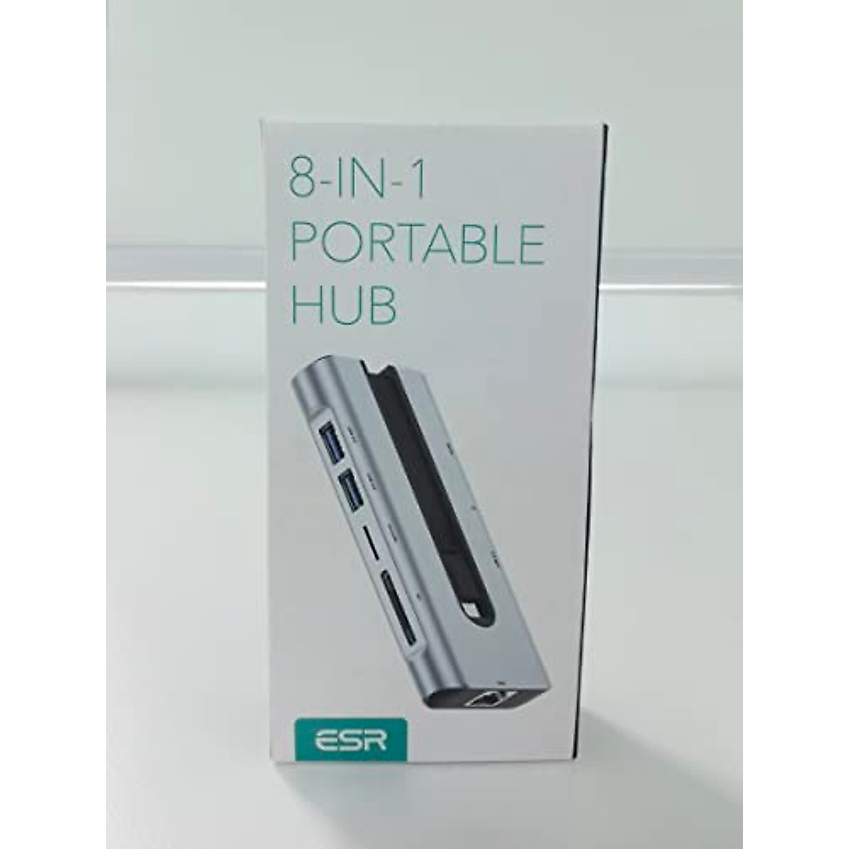 ESR 8-in-1 Portable Hub, USB-C Hub with Gigabit Ethernet, 4K@30Hz HDMI, 100W PD, 2 USB 3.0 Ports, 1 USB 2.0 Port, SD Card Reader, Compatible with iPad 10/Pro 11/12.9, MacBook Pro, and USB-C Devices