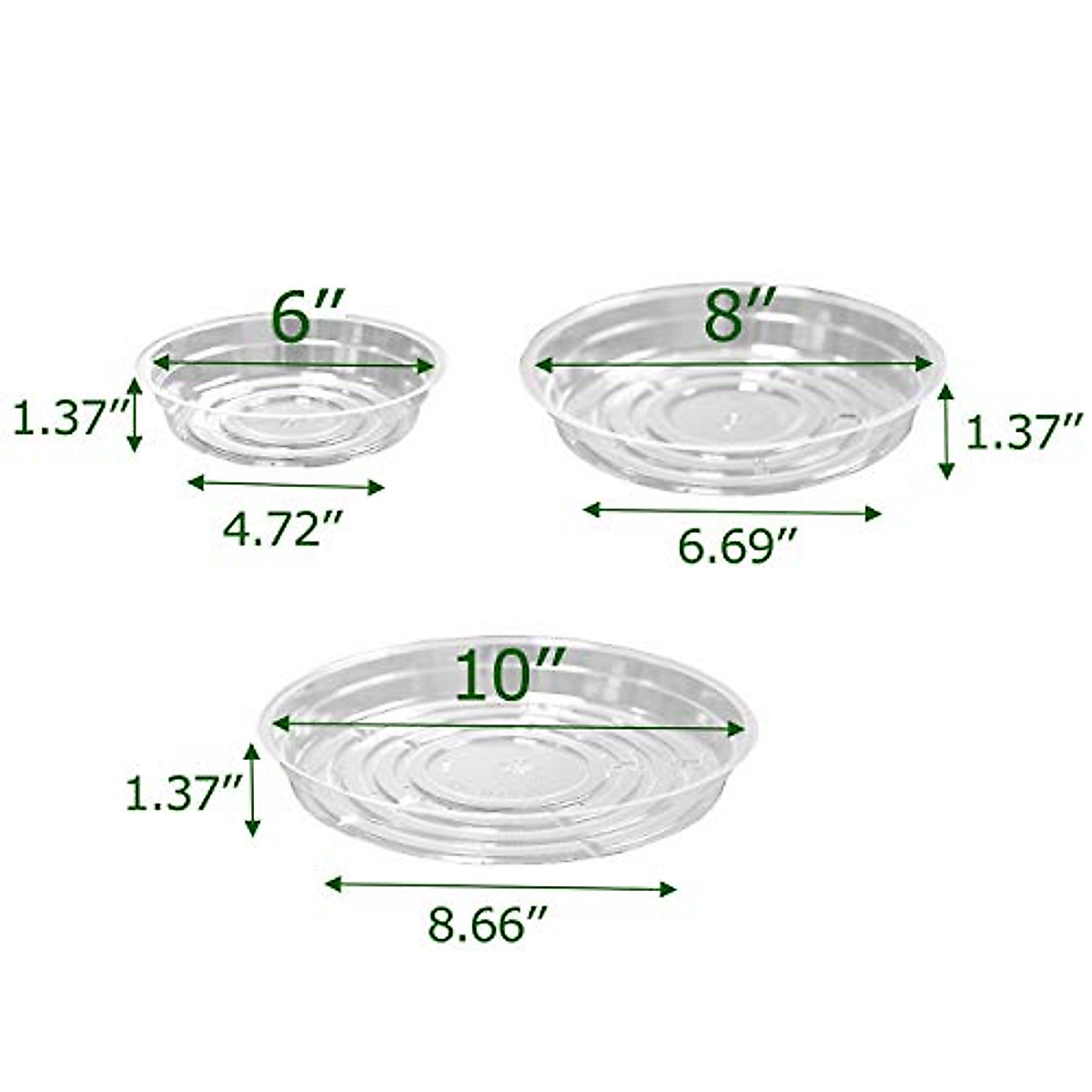 TRUEDAYS 15 Pack(6 inch/8inch/10inch) Clear Plant Saucers Flower Pot Tray Excellent for Indoor & Outdoor Plants