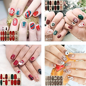 NAIL ANGEL 12pcs Nail Art Full-Cover Sticker Nail Art Wrap Christmas Series Full Cover Sticker Nail Strips for Women Winter Strips 10052