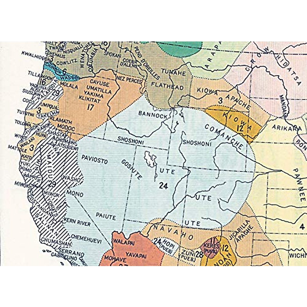 Historical Poster |1650 US Map Native American Indian Tribes Languages (16"x23")