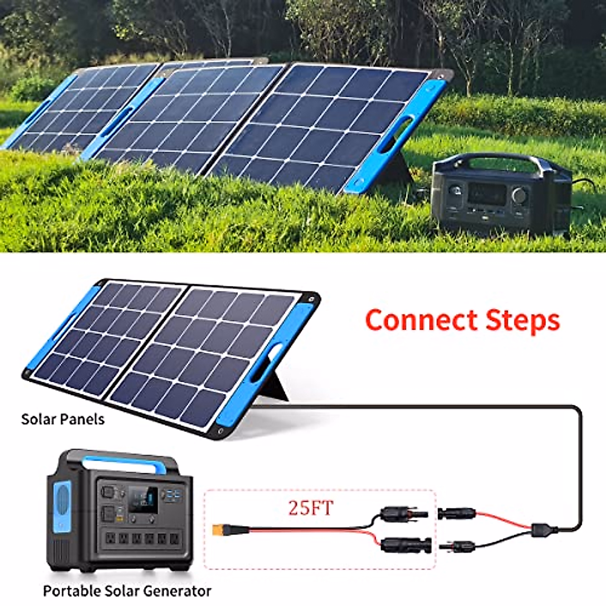 ELFCULB 12AWG 25FT XT60 Solar Cable 2 10 25 35 50 75 100FT XT60 Extension Cable Solar Panel Connector to XT60 Connector for Portable Power Station (25FT)