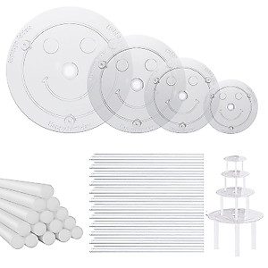 Fatpig 20pcs Cake Rods and 4pcs Separator Plates for 4, 6, 8, 10 Inch Tiered Cake Construction,12pcs Cake Dowel Rods for Stacking