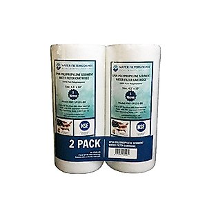 WFD, WF-SP105-BB 4.5"x10" 5 Micron Sediment Water Filter Cartridge, Spun Polypropylene, Fits in 10" Big Blue (BB) Housings of Filtration Systems for Whole House (2 Pack)