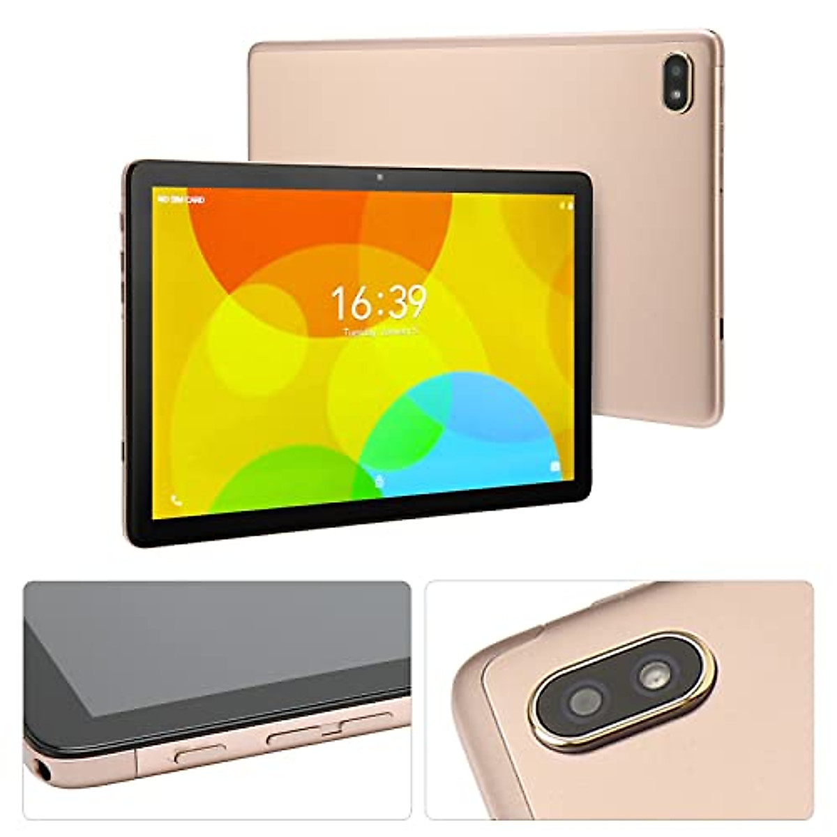 Qinlorgo 4G LTE Tablet, Octa Core 512GB Expandable 10.1 Inch HD Tablet US Plug 100‑240V for Office (Gold)