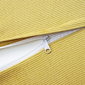 Lemfux Yellow Square Chair Cushion, 18x18x1.5 - Memory Foam Seat Cushion with Soft Cotton Corduroy Cover | Thick, Durable & Modern Design for Office, Kitchen, Dining Room, Indoor & Outdoor Use, 1PC