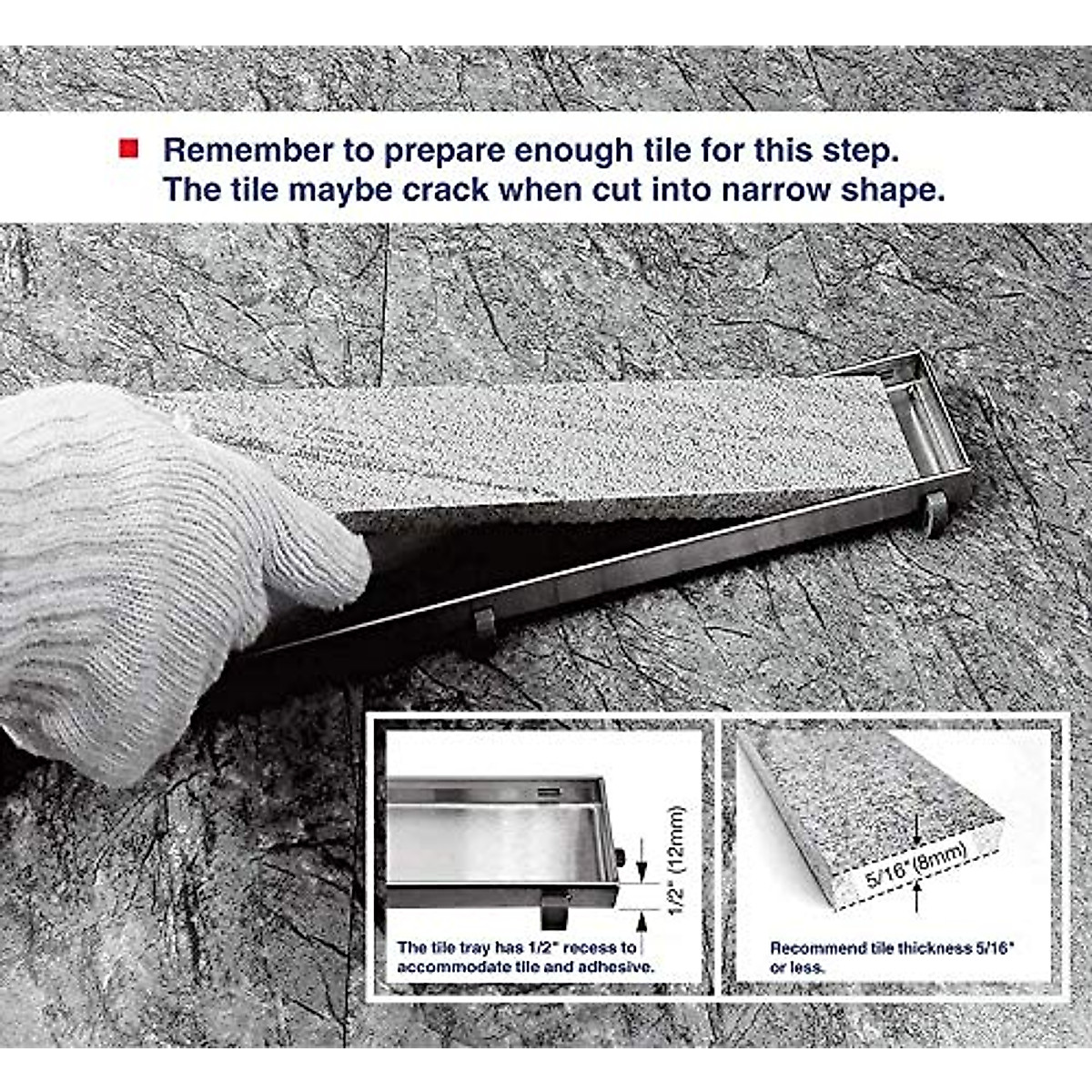 Neodrain 32-Inch Offset Linear Shower Drain with Tile Insert Grate ...