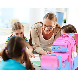 Backpack for Girls, Waterproof Kids Backpacks Princess School Bag Pink Bookbags Cute Travel Daypack