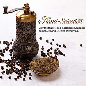 The Spice Lab - Black Tellicherry Peppercorns for Grinder Packed in the USA - Steam Sterilized Kosher Non-GMO All Natural Black Pepper 5015 (18 Ounce Tub)